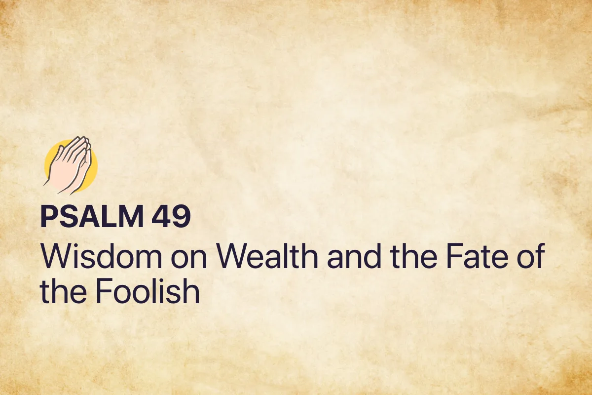 Psalm 49: Wisdom on Wealth and the Fate of the Foolish
