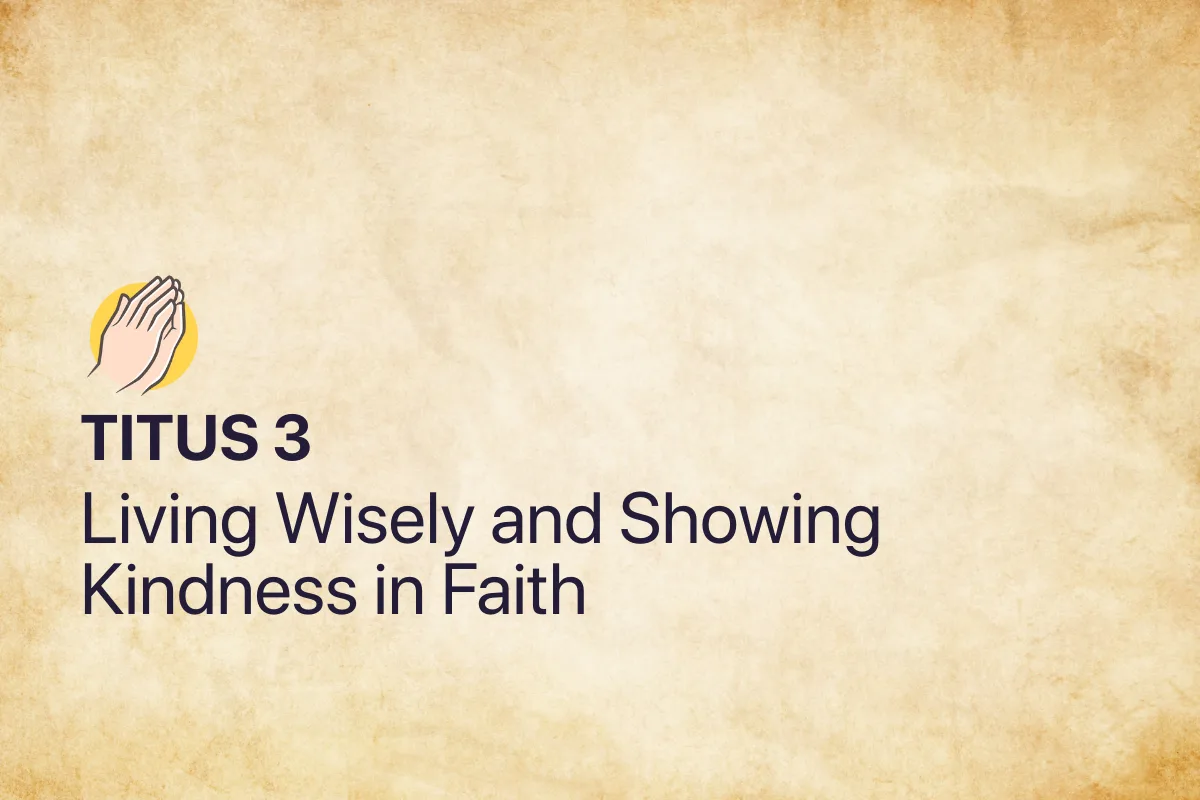 Titus 3: Living Wisely and Showing Kindness in Faith